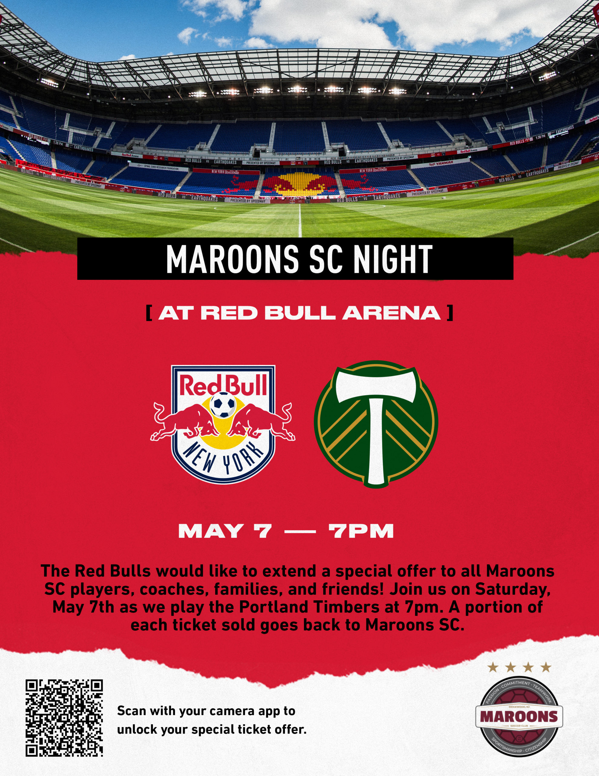 Tickets Now Available For Maroons Red Bulls Night - Saturday, May 7 @ 7pm